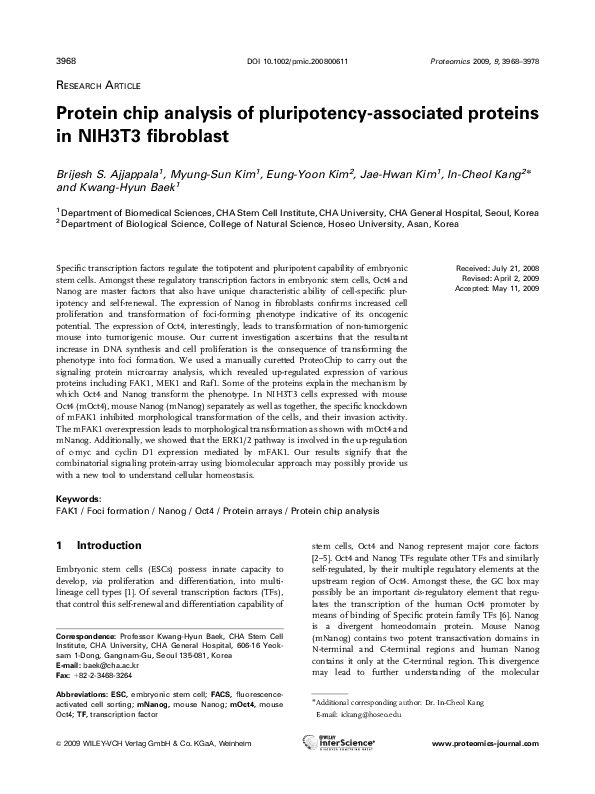 (PDF) Protein chip analysis of pluripotency-associated proteins in ...