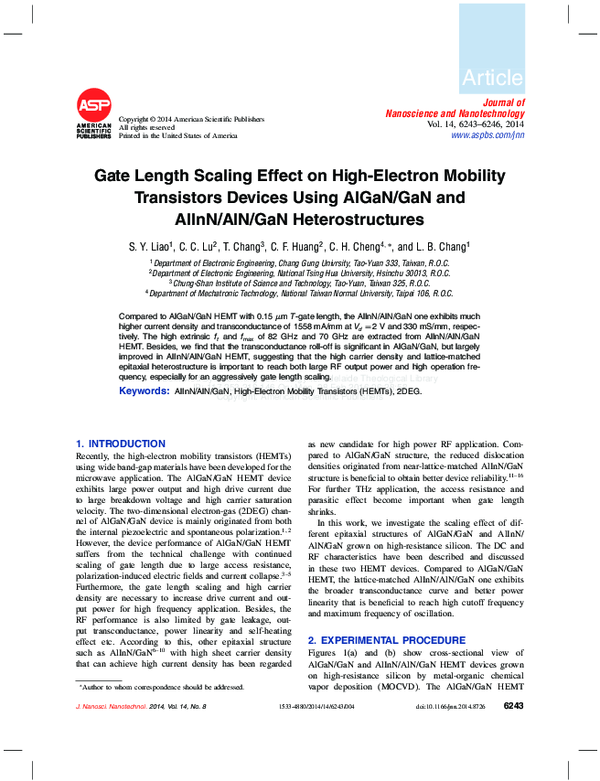 (PDF) Gate Length Scaling Effect on High-Electron Mobility Transistors ...