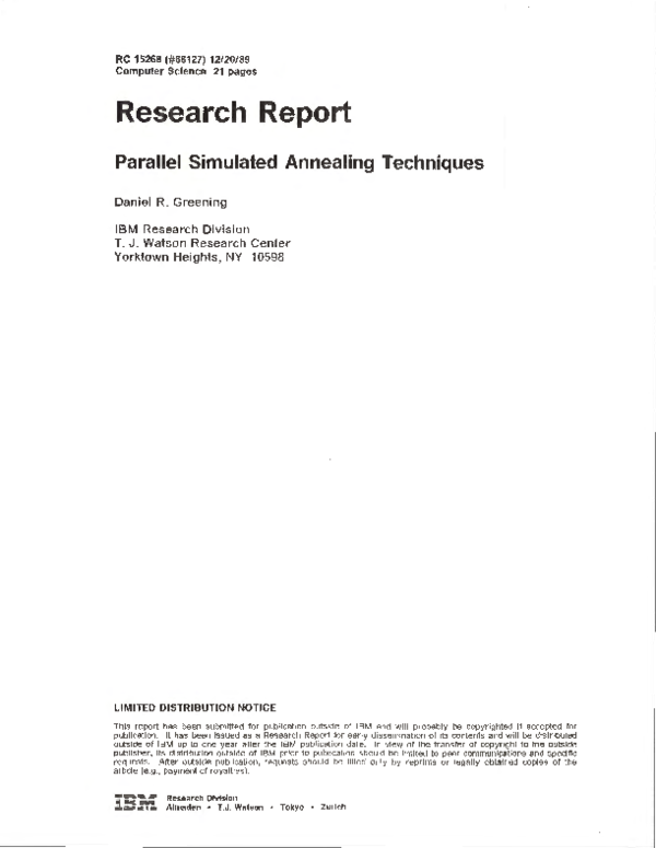 (PDF) Parallel simulated annealing techniques | Daniel R Greening ... (PDF) Parallel simulated annealing techniques | Daniel R Greening ...