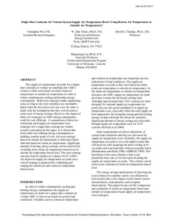 (PDF) Single-Duct Constant Air Volume System Supply Air Temperature ...