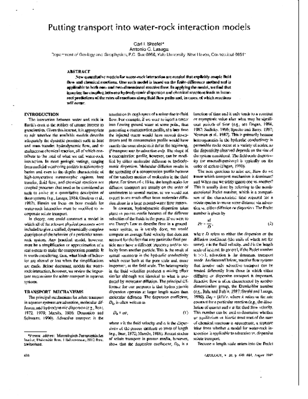 (PDF) Putting transport into water-rock interaction models
