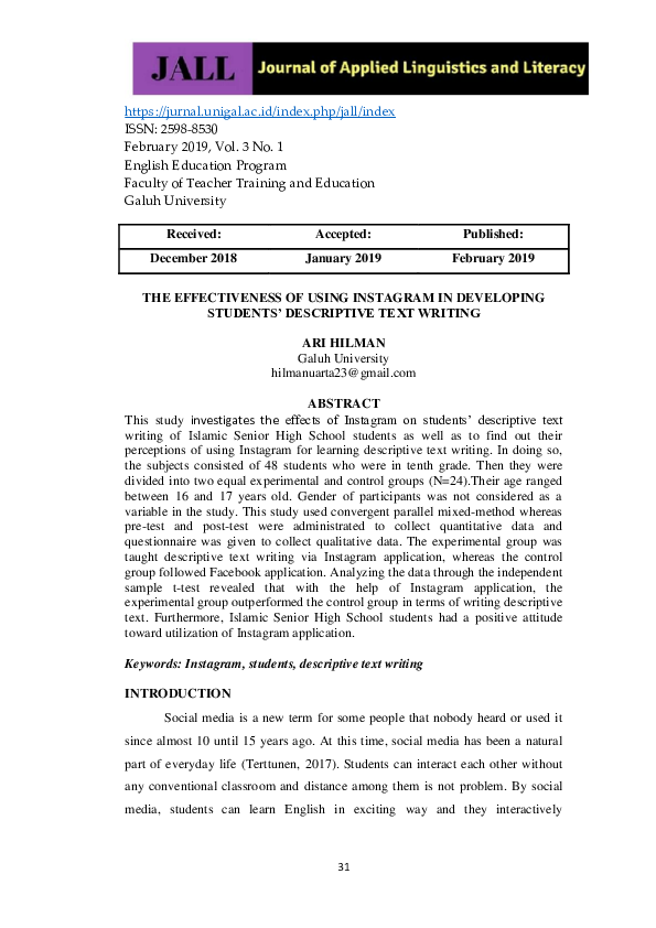 (PDF) The Effectiveness of Using Instagram in Developing Students ...