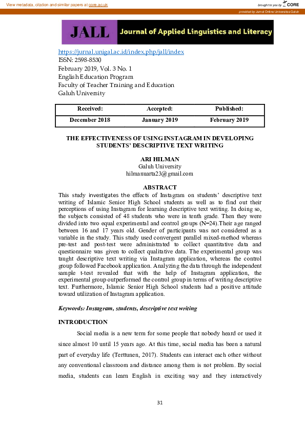 (PDF) The Effectiveness of Using Instagram in Developing Students ...