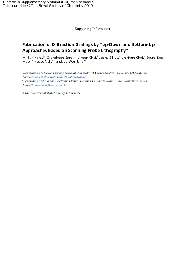 Pdf Fabrication Of Diffraction Gratings By Top Down And Bottom Up Approaches Based On Scanning