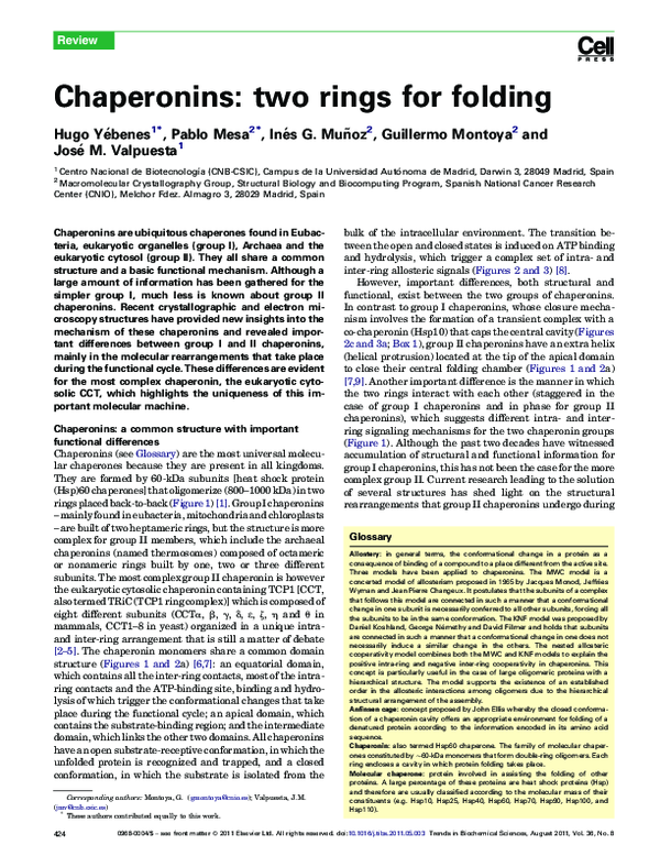 (PDF) Chaperonins: two rings for folding
