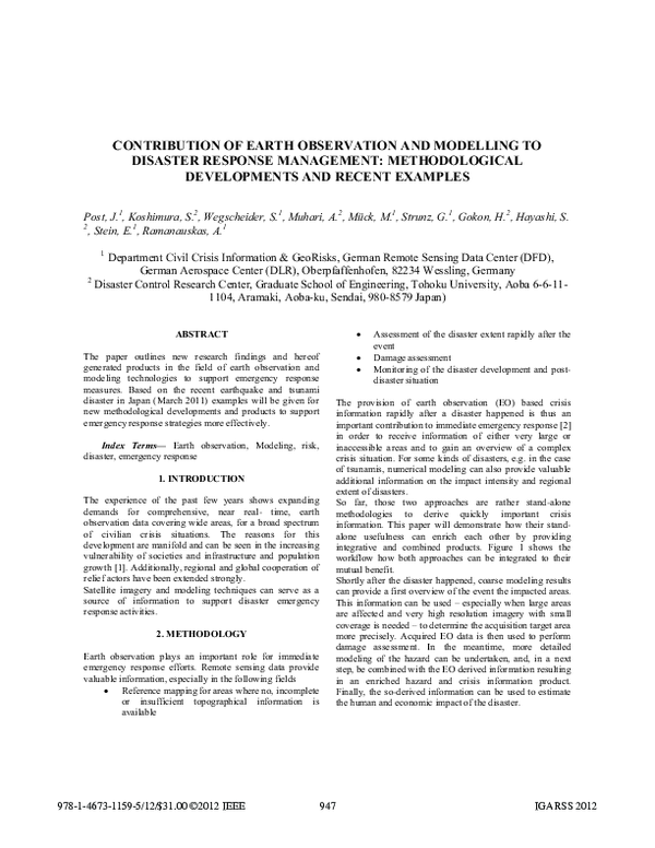 (PDF) Contribution of earth observation and modelling to disaster ...