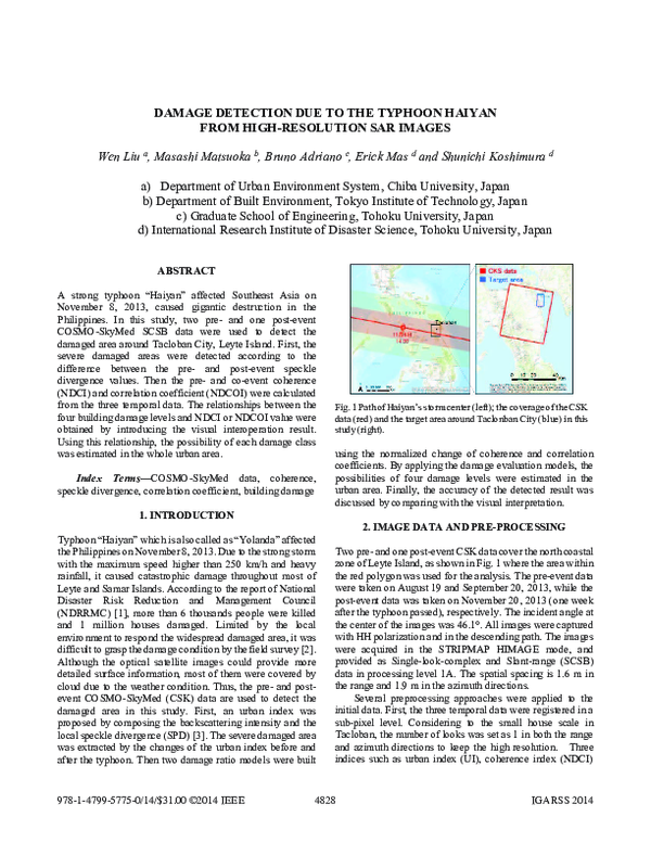 (PDF) Damage detection due to the typhoon haiyan from high-resolution ...