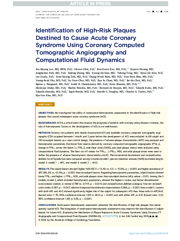 (PDF) Identification of High-Risk Plaques Destined to Cause Acute ...
