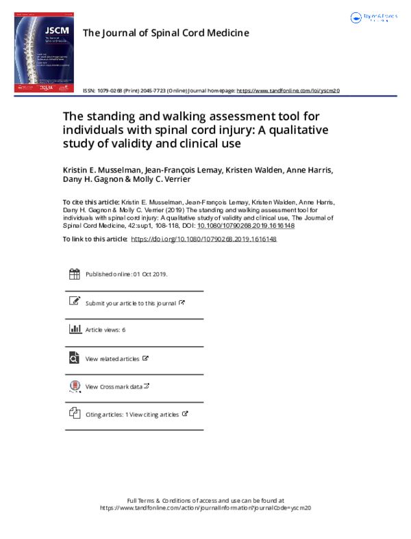 (PDF) The standing and walking assessment tool for individuals with ...