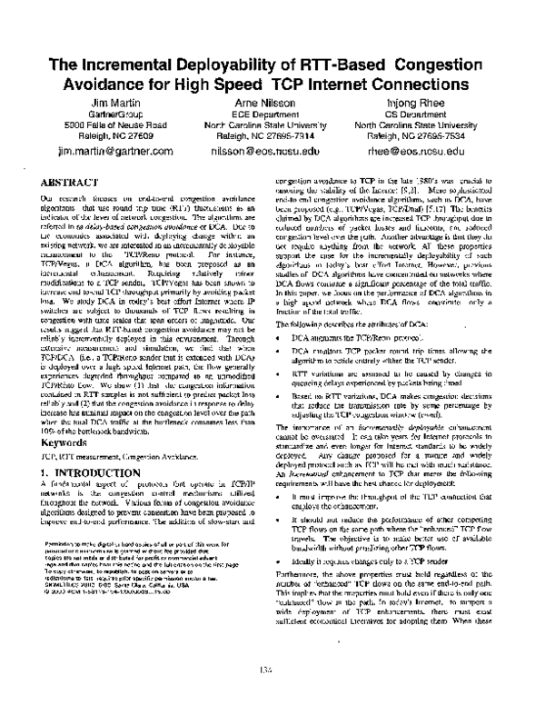 (PDF) The incremental deployability of RTT-based congestion avoidance ...