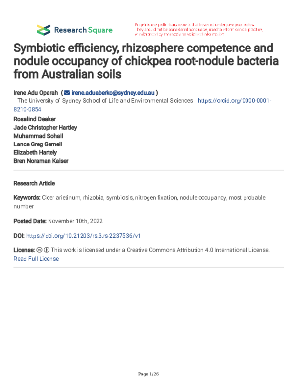 (PDF) Symbiotic efficiency, rhizosphere competence and nodule occupancy ...