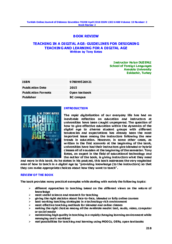 (PDF) REVIEW: Teaching in A Digital Age: Guidelines for Designing ...