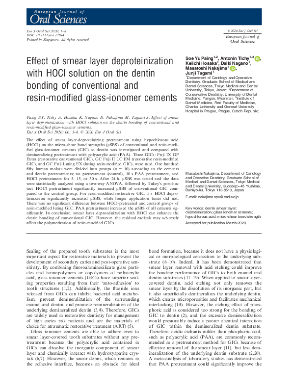 (PDF) Effect of smear layer deproteinization with HOCl solution on the ...