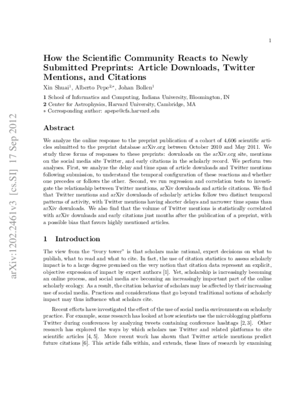 (PDF) How the Scientific Community Reacts to Newly Submitted Preprints ...