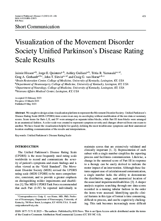(PDF) Visualization of the Movement Disorder Society Unified Parkinson ...