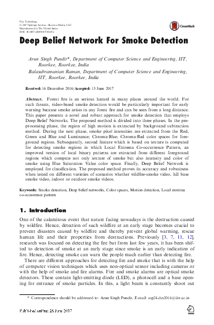 (PDF) Deep Belief Network For Smoke Detection