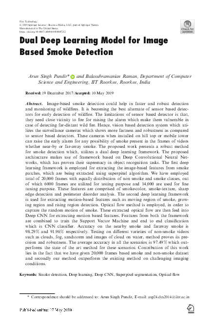 (PDF) Dual Deep Learning Model for Image Based Smoke Detection
