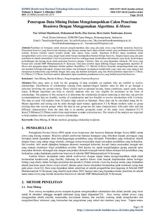 (PDF) Penerapan Data Mining Dalam Mengelompokkan Calon Penerima Beasiswa Dengan Menggunakan ...