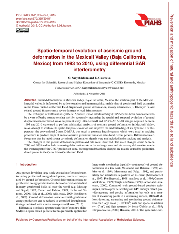 (PDF) Spatio-temporal evolution of aseismic ground deformation in the Mexicali Valley (Baja ...