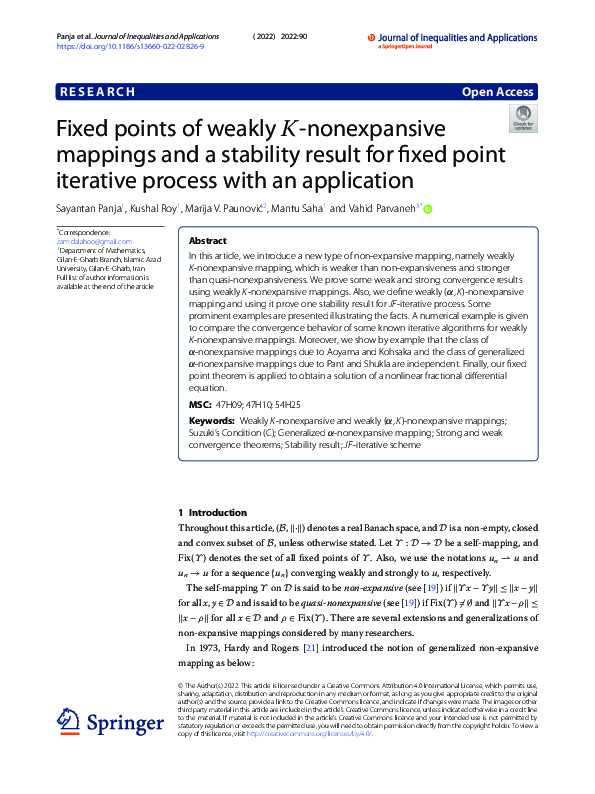 (PDF) Fixed points of weakly K-nonexpansive mappings and a stability ...