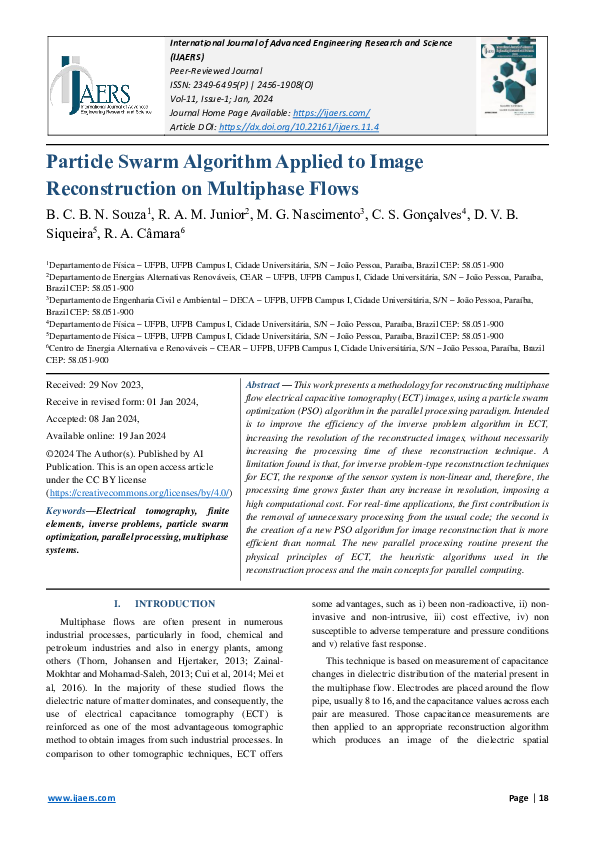 Pdf Particle Swarm Algorithm Applied To Image Reconstruction On Multiphase Flows Ijaers