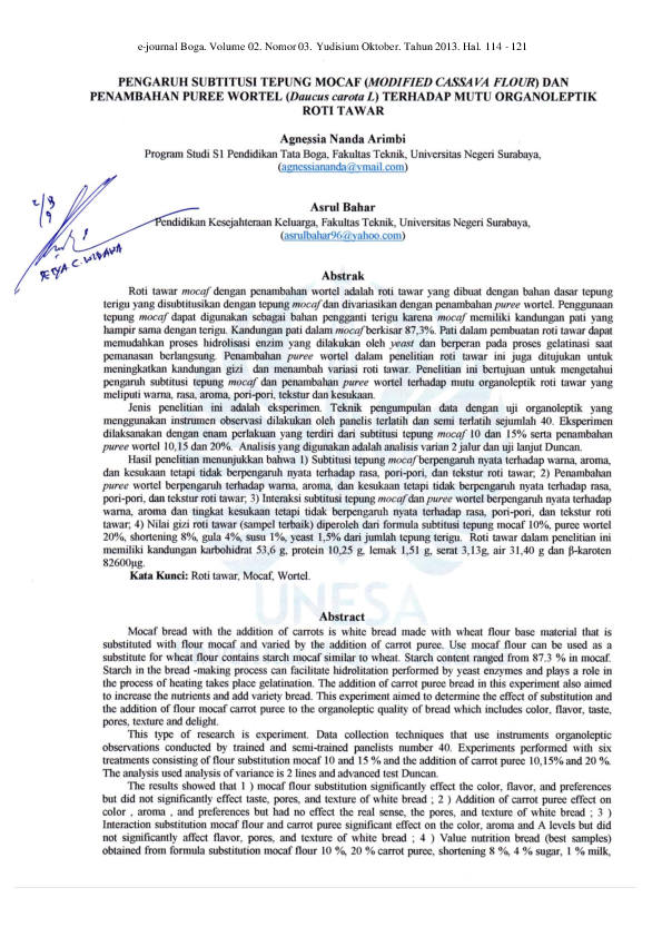 (PDF) PENGARUH SUBTITUSI TEPUNG MOCAF (MODIFIED CASSAVA FLOUR) DAN PENAMBAHAN PUREE WORTEL ...