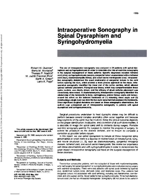 (PDF) Intraoperative sonography in spinal dysraphism and ...