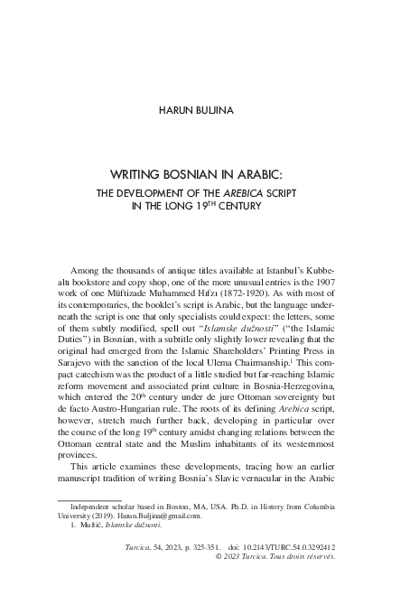 (PDF) Writing Bosnian in Arabic: The Development of the Arebica Script ...