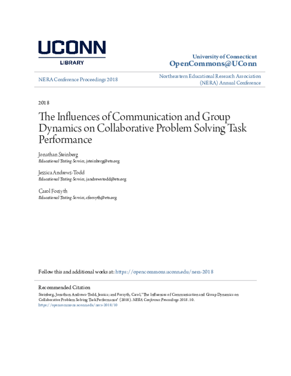 (PDF) The Influences of Communication and Group Dynamics on Collaborative Problem Solving Task ...