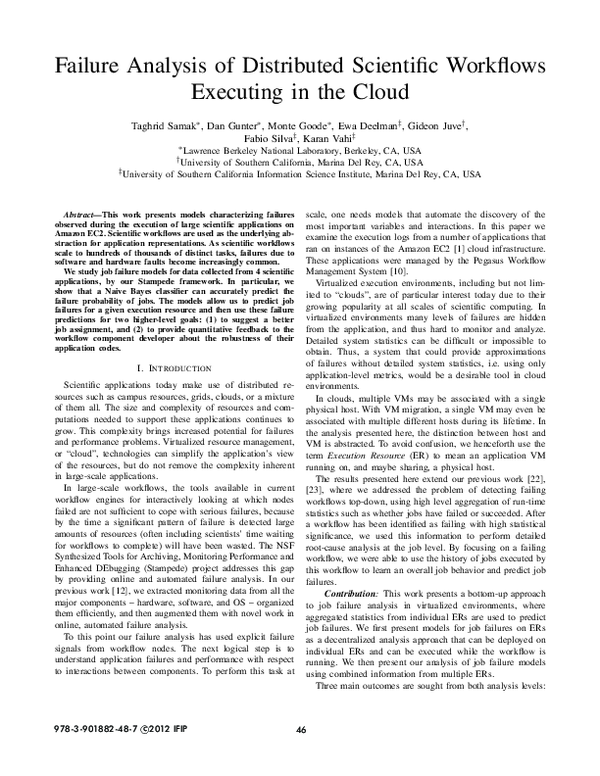 (PDF) Failure analysis of distributed scientific workflows executing in ...