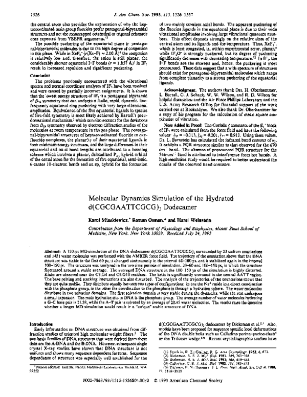 (PDF) Molecular dynamics simulation of hydrated d(CGGGTACCCG)4as a four-way DNA Holliday ...