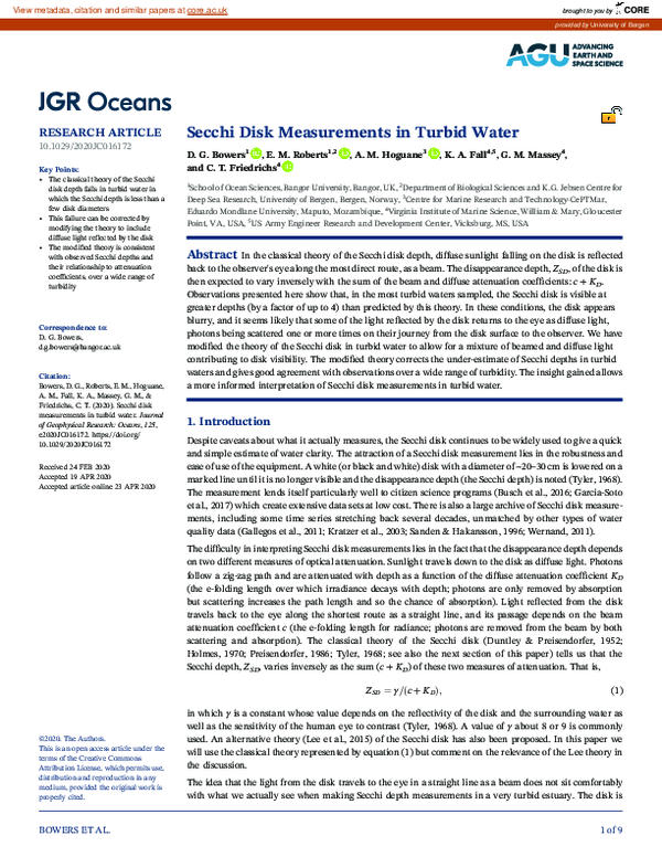 (PDF) Secchi Disk Measurements in Turbid Water