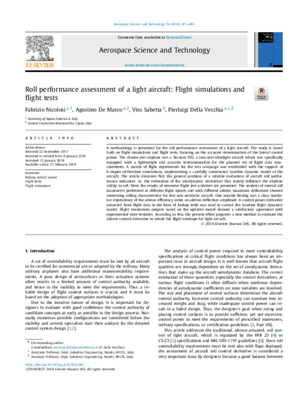 (PDF) Roll performance assessment of a light aircraft: Flight ...