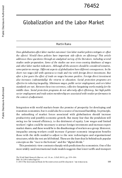 (PDF) Globalization and the Labor Market