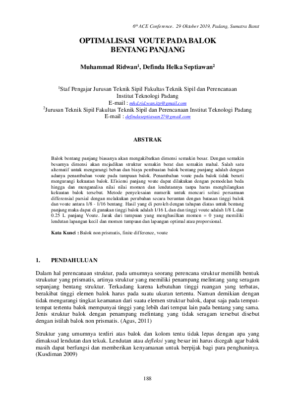(PDF) Optimalisasi Voute Pada Balok Bentang Panjang