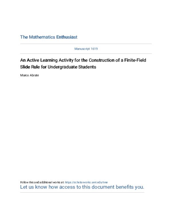 (PDF) An Active Learning Activity for the Construction of a Finite ...