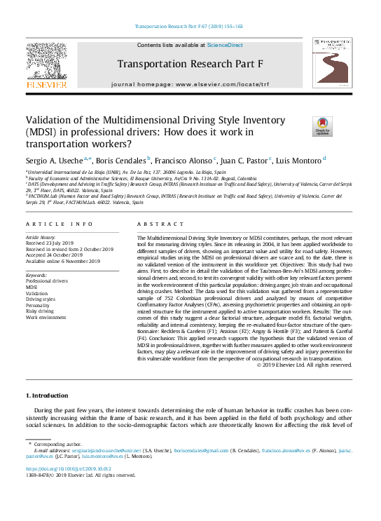 (PDF) Validation of the Multidimensional Driving Style Inventory (MDSI ...