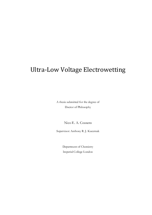 (PDF) Ultra-Low-Voltage Electrowetting