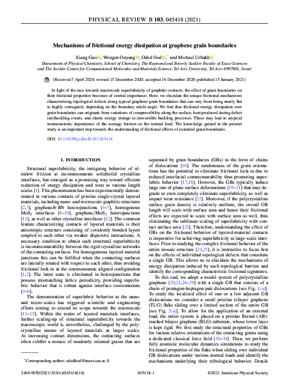 (PDF) Mechanisms of frictional energy dissipation at graphene grain ...