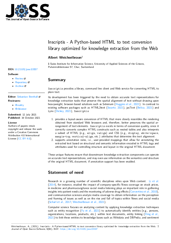 Pdf Inscriptis A Python Based Html To Text Conversion Library Optimized For Knowledge 