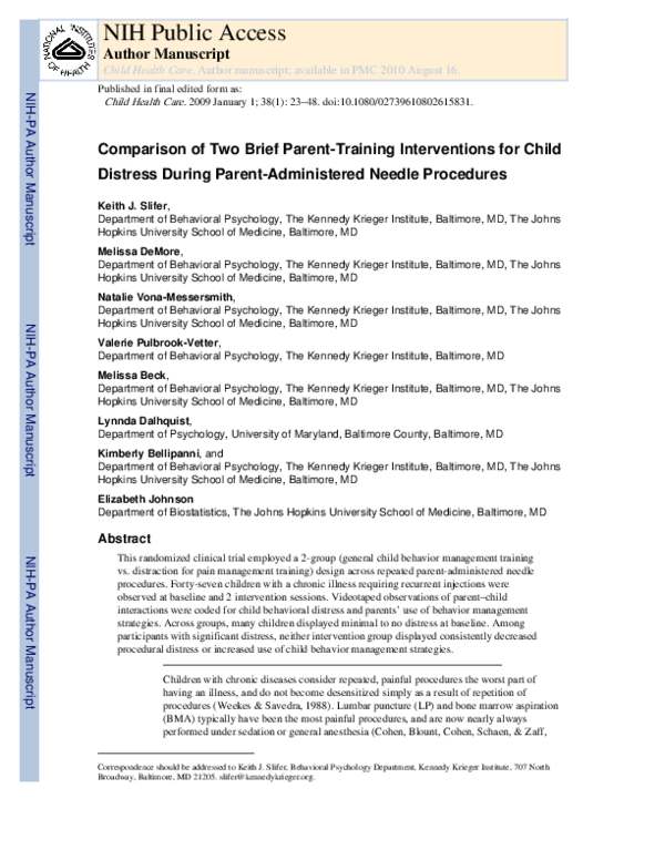 (PDF) Comparison of Two Brief Parent-Training Interventions for Child ...