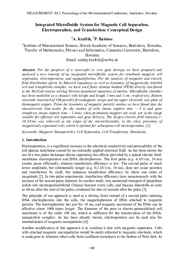 (PDF) Integrated Microfluidic System for Magnetic Cell Separation ...