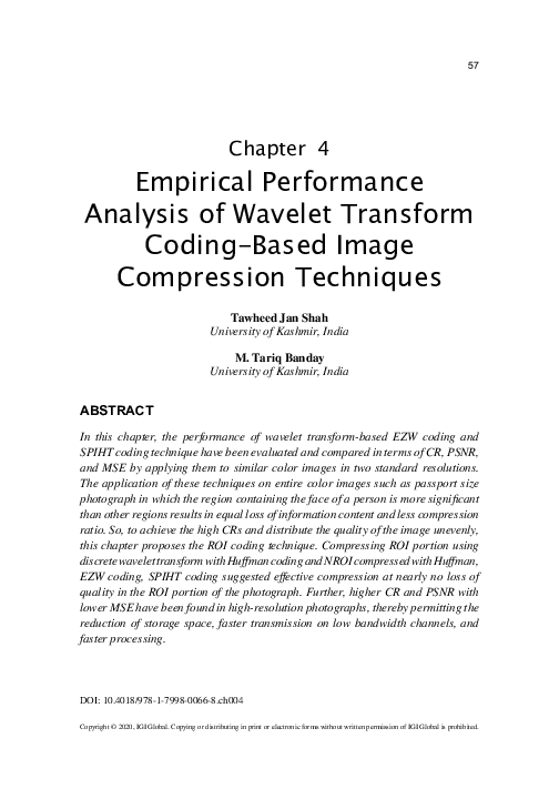 (PDF) Empirical Performance Analysis of Wavelet Transform Coding-Based ...
