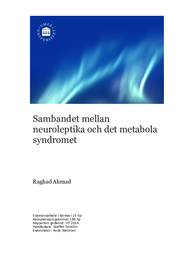 (PDF) Sambandet mellan neuroleptika och det metabola syndromet | Raghad ...
