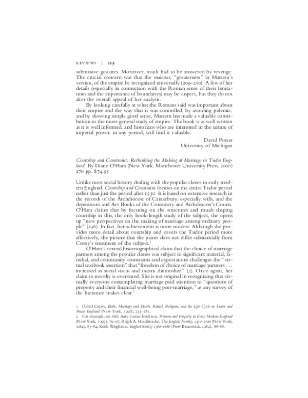 (PDF) Courtship and constraint: rethinking the making of marriage in ...