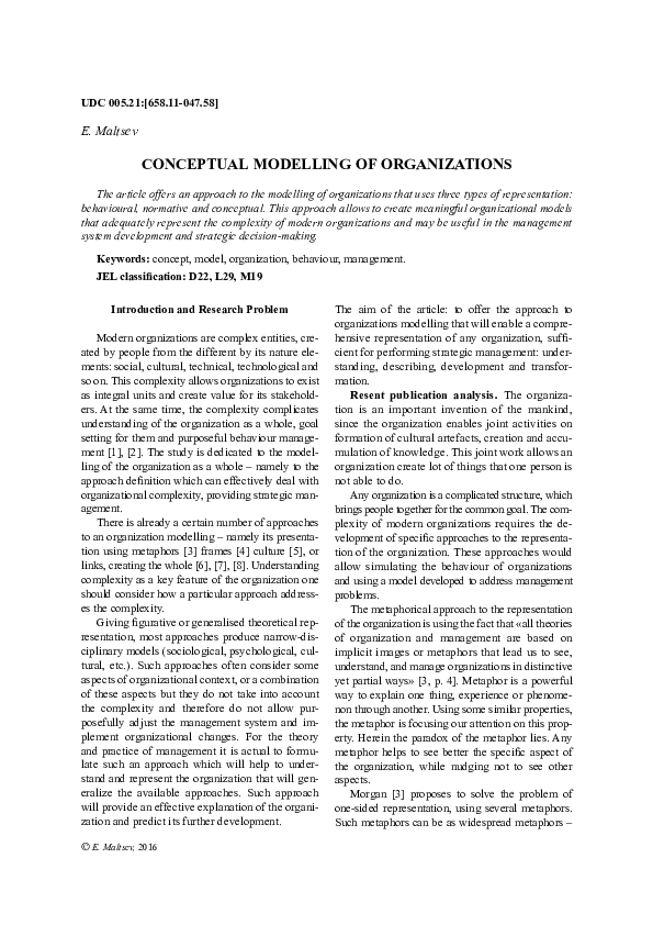 (PDF) Conceptual modelling of organizations | Eduard Maltsev - Academia.edu
