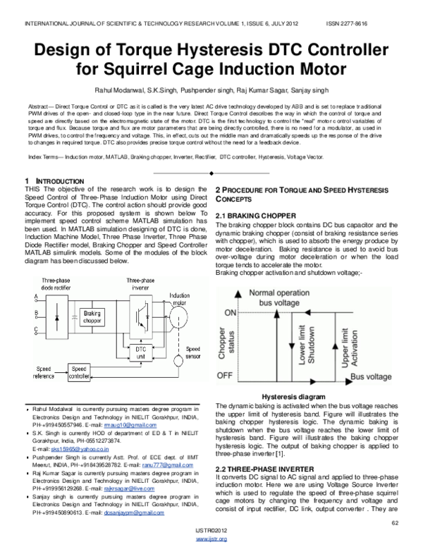 (PDF) Design Of Torque Hysteresis DTC Controller For Squirrel Cage Induction Motor | Rahul ...