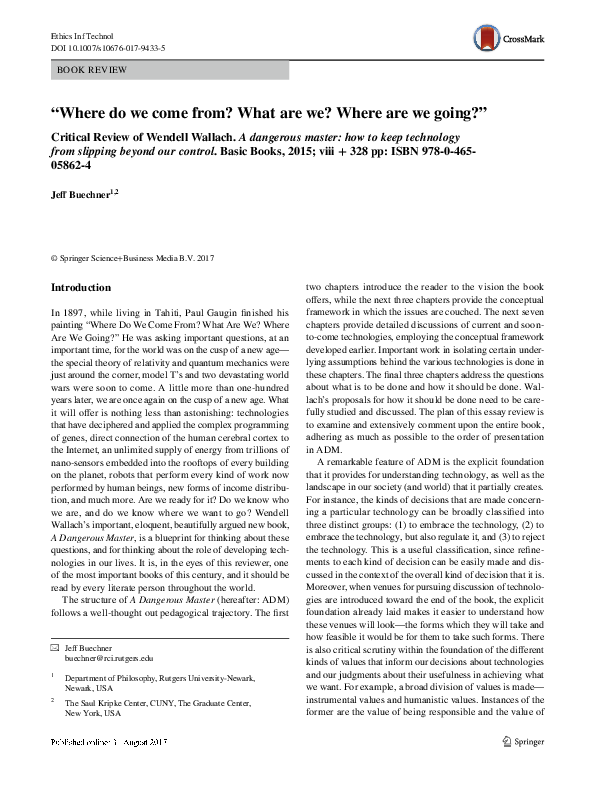 (PDF) Where do we come from?: What are we?: Where are we going? [Book ...