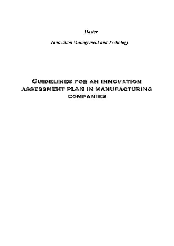 (PDF) Thesis Guidelines for an innovation assessment plan in ...