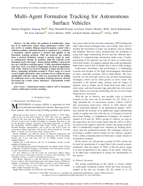 (PDF) Multi-Agent Formation Tracking for Autonomous Surface Vehicles